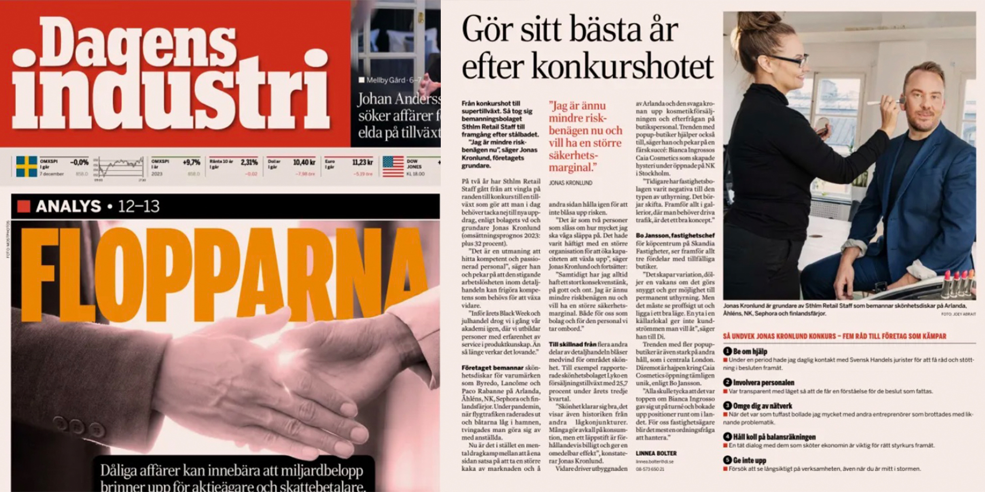 Jonas Kronlund och Sthlm Retail Staff i Dagens Industri - editK
